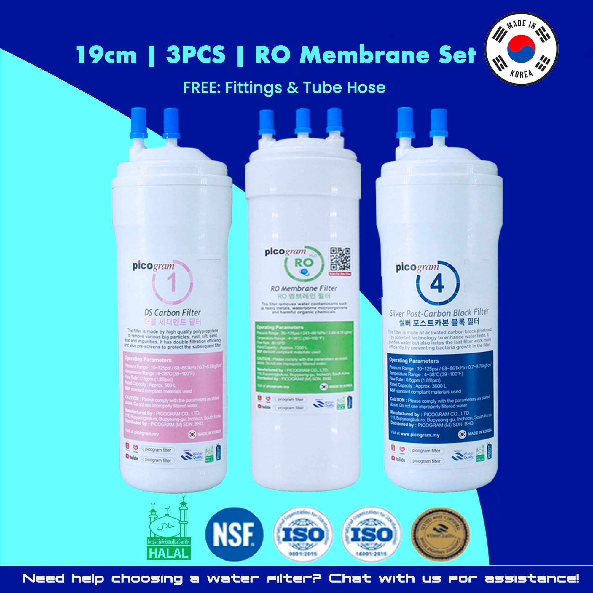 3PC, RO Membrane Filtration System Replacement Cartridges – Pureal ...